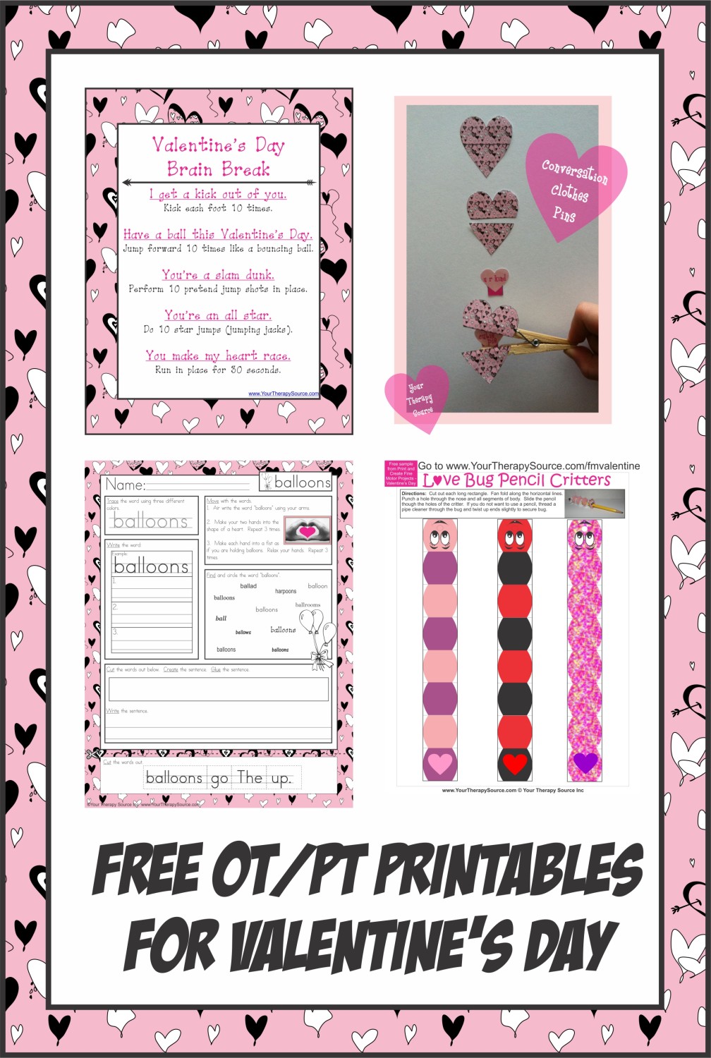 4 FREE Valentine's Day Printables for OT and PT - Your Therapy Source