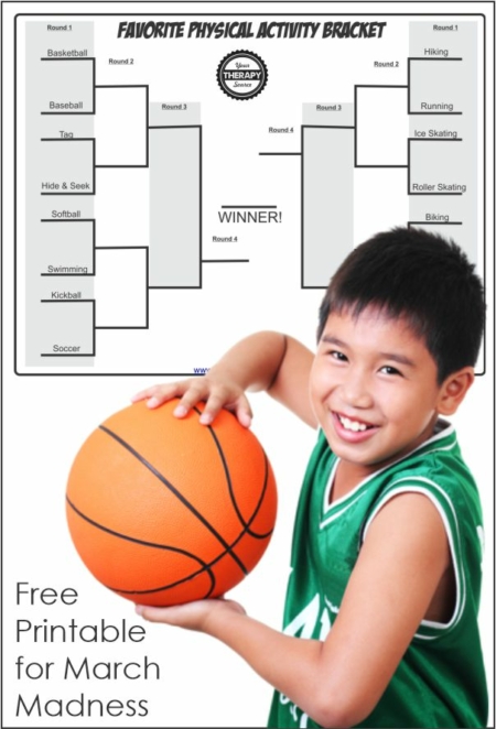 Favorite Physical Activity Brackets - March Madness - Your Therapy Source