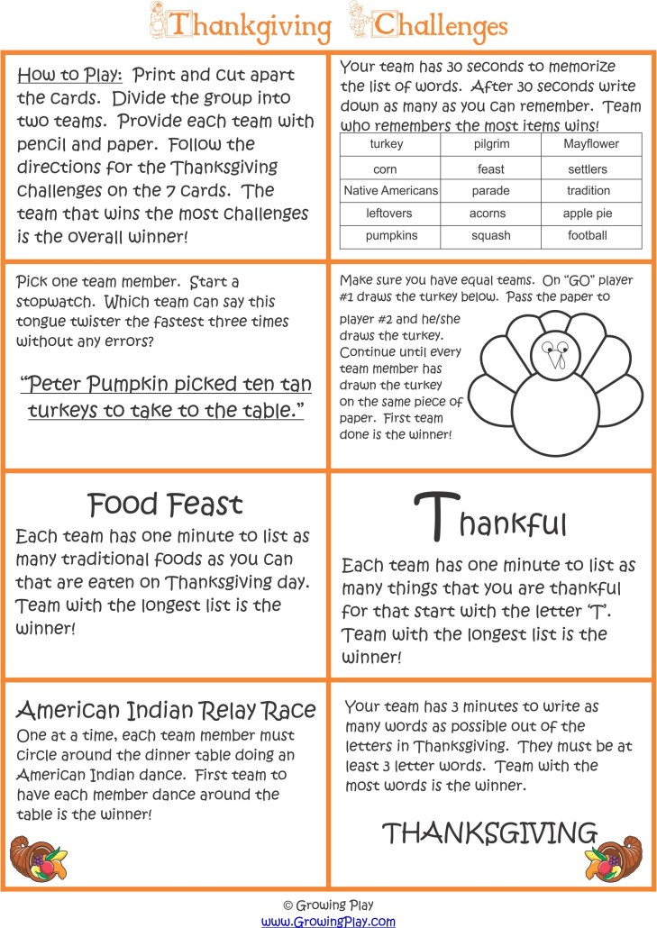 Thanksgiving Fine and Gross Motor Group Game - Your Therapy Source