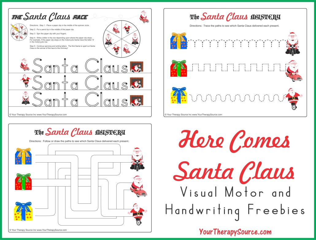 "Here Comes Santa Claus" Visual Motor Freebie - Your Therapy Source