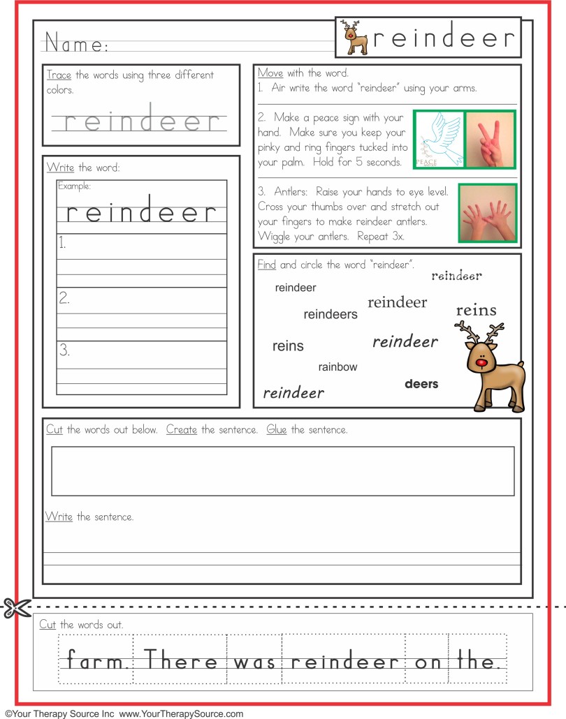Reindeer Multisensory Handwriting Activity Freebie - Your Therapy Source