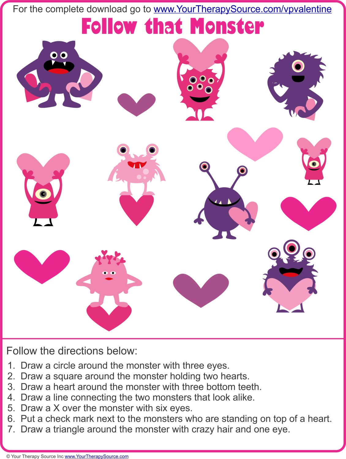 Follow that Monster Visual Perceptual Activity - Your Therapy Source