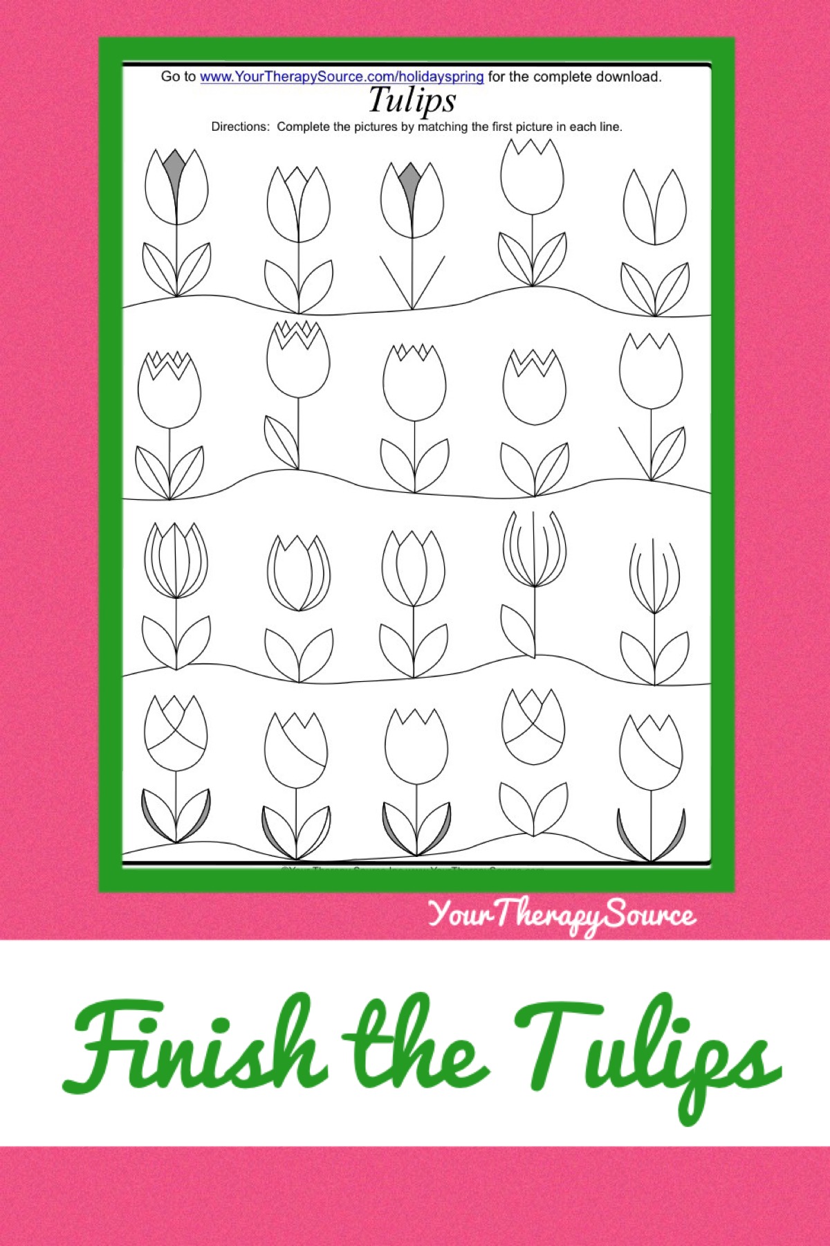 Spring Time Tulips - Finish the Picture - Your Therapy Source