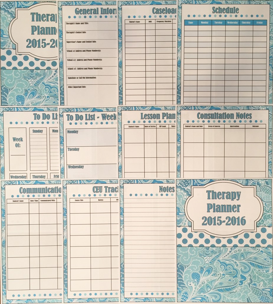 Therapy Planner for 2015-2016 - Your Therapy Source