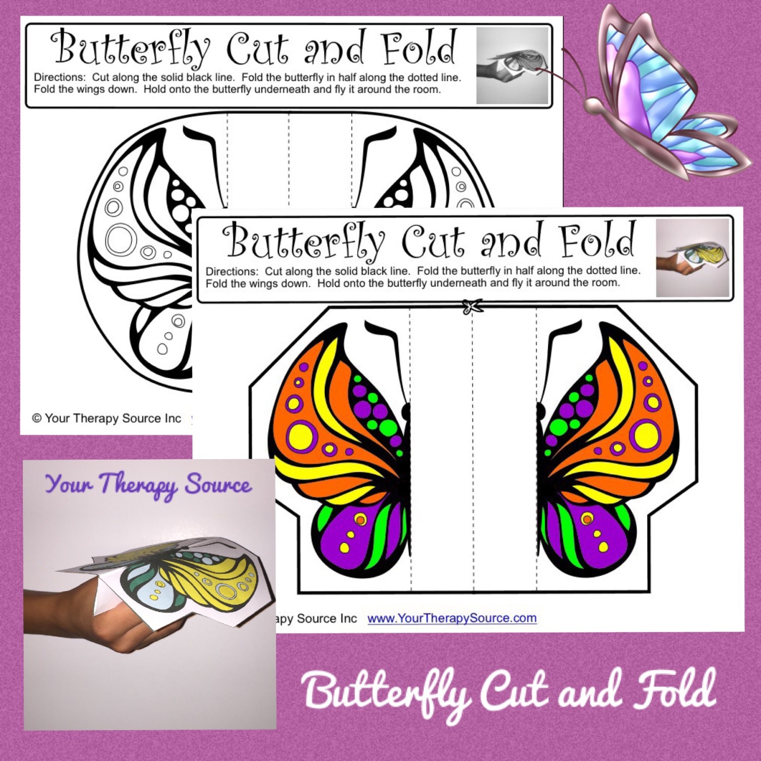 Butterfly Color, Cut and Fold Freebie - Your Therapy Source