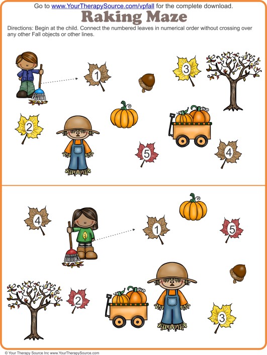 Visual Motor, Visual Spatial and Motor Planning Maze for Fall - Your ...