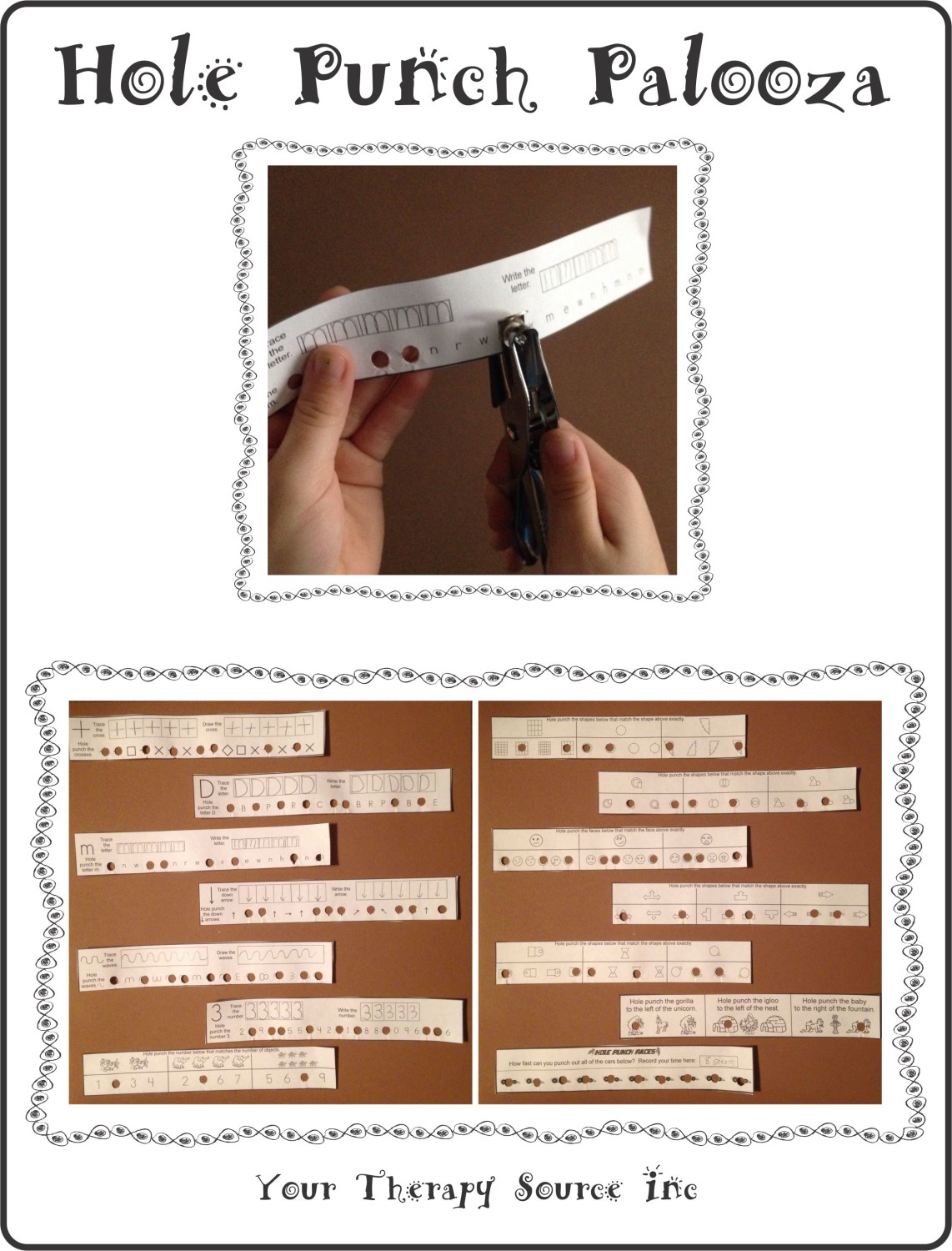 Hole Punch Free Printable - Hungry Monster - Your Therapy Source