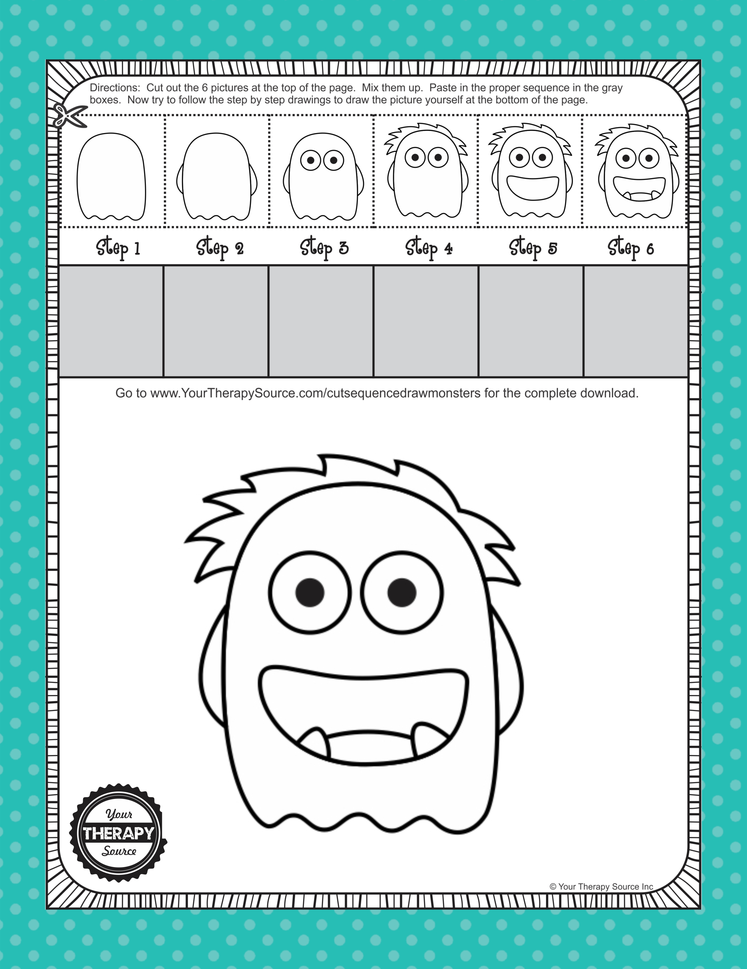 Cut, Sequence, Paste and Draw - Monster - Your Therapy Source