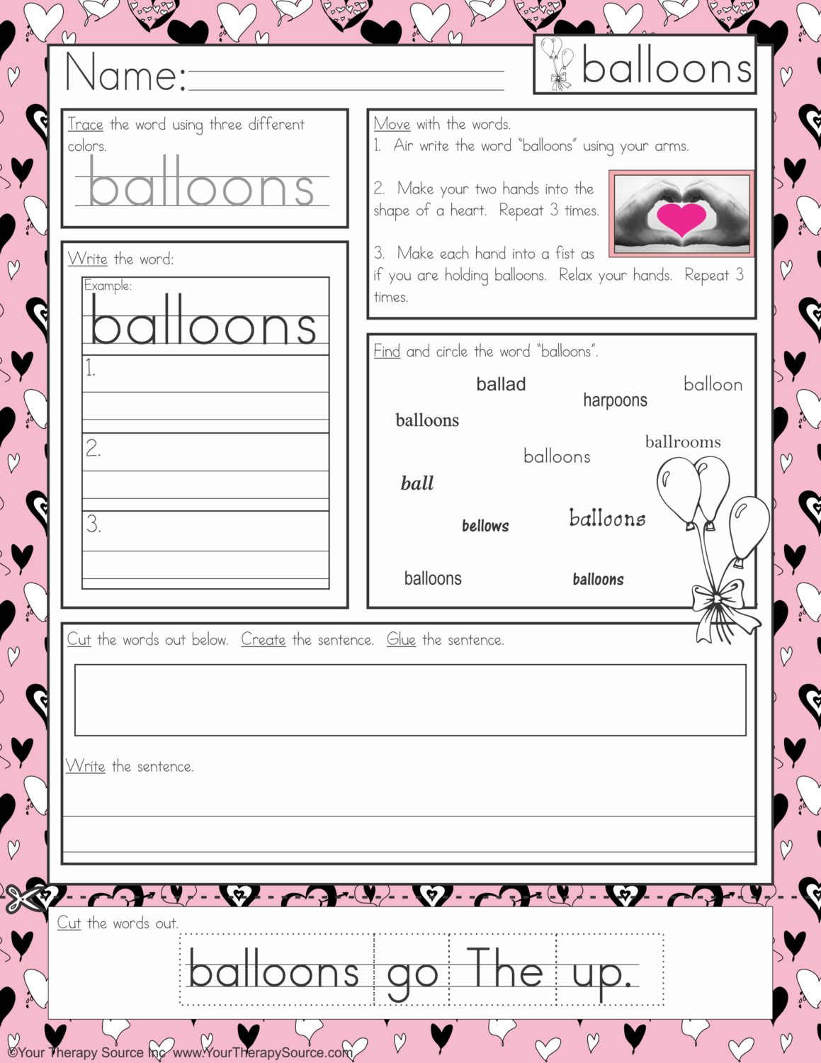 Valentine’s Day Multisensory handwriting Activity - Your Therapy Source