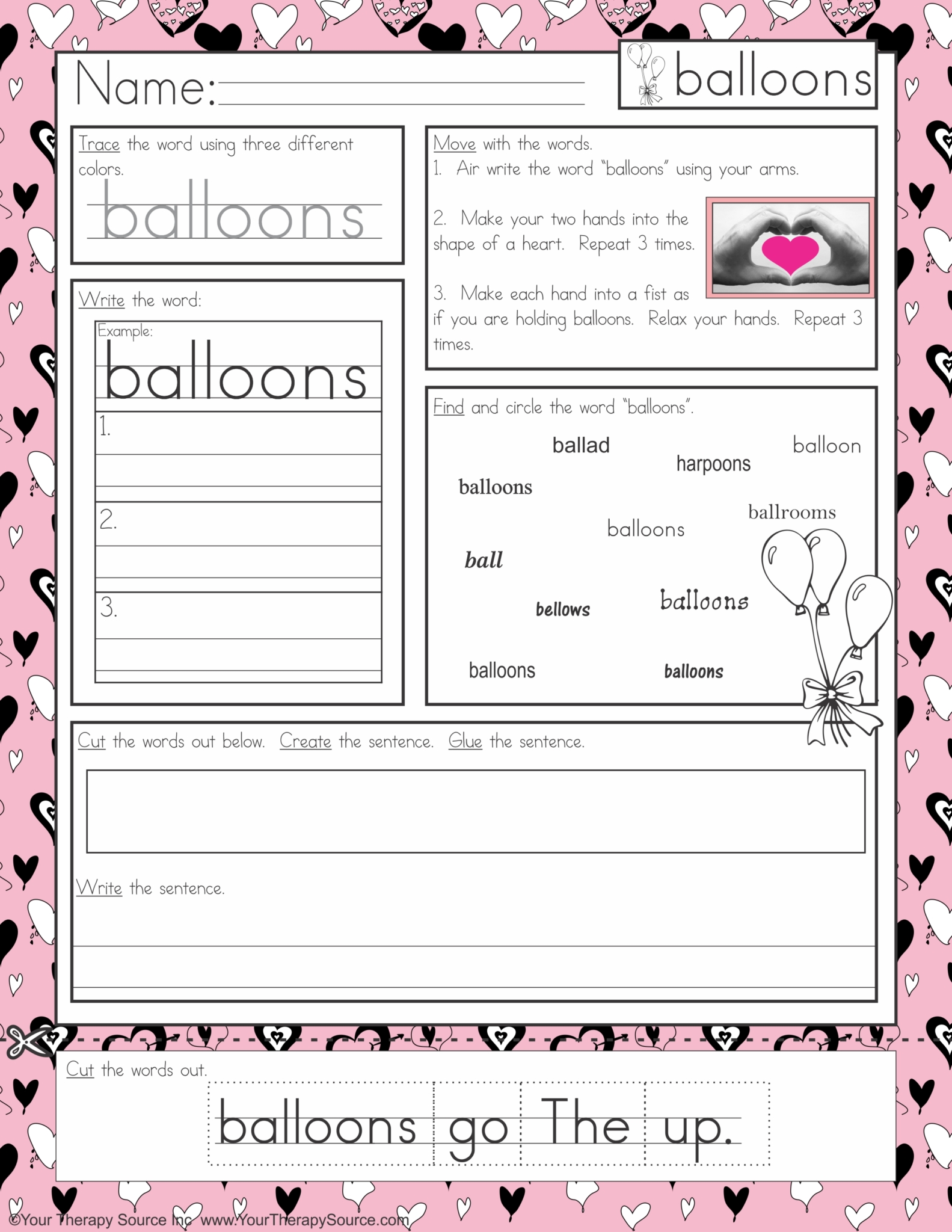 Valentine’s Day Multisensory handwriting Activity - Your Therapy Source