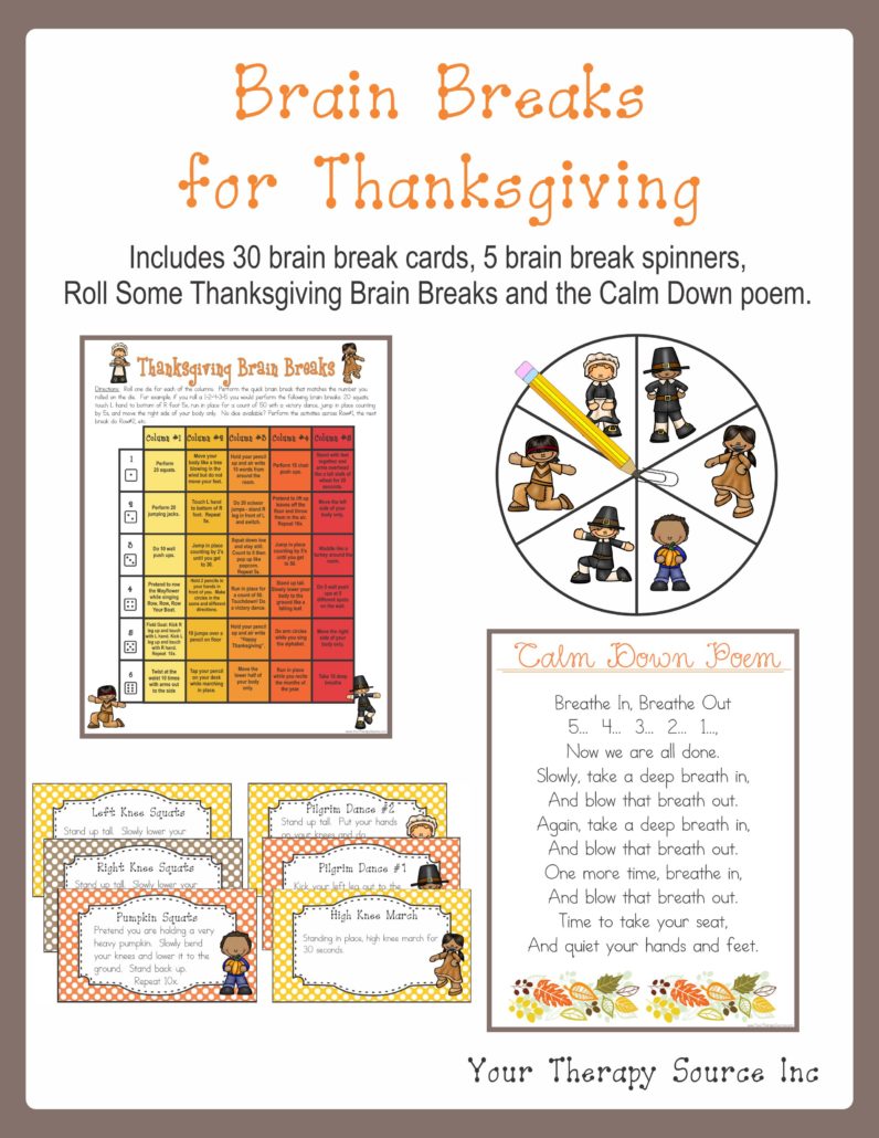 Brain Breaks for Thanksgiving - Your Therapy Source
