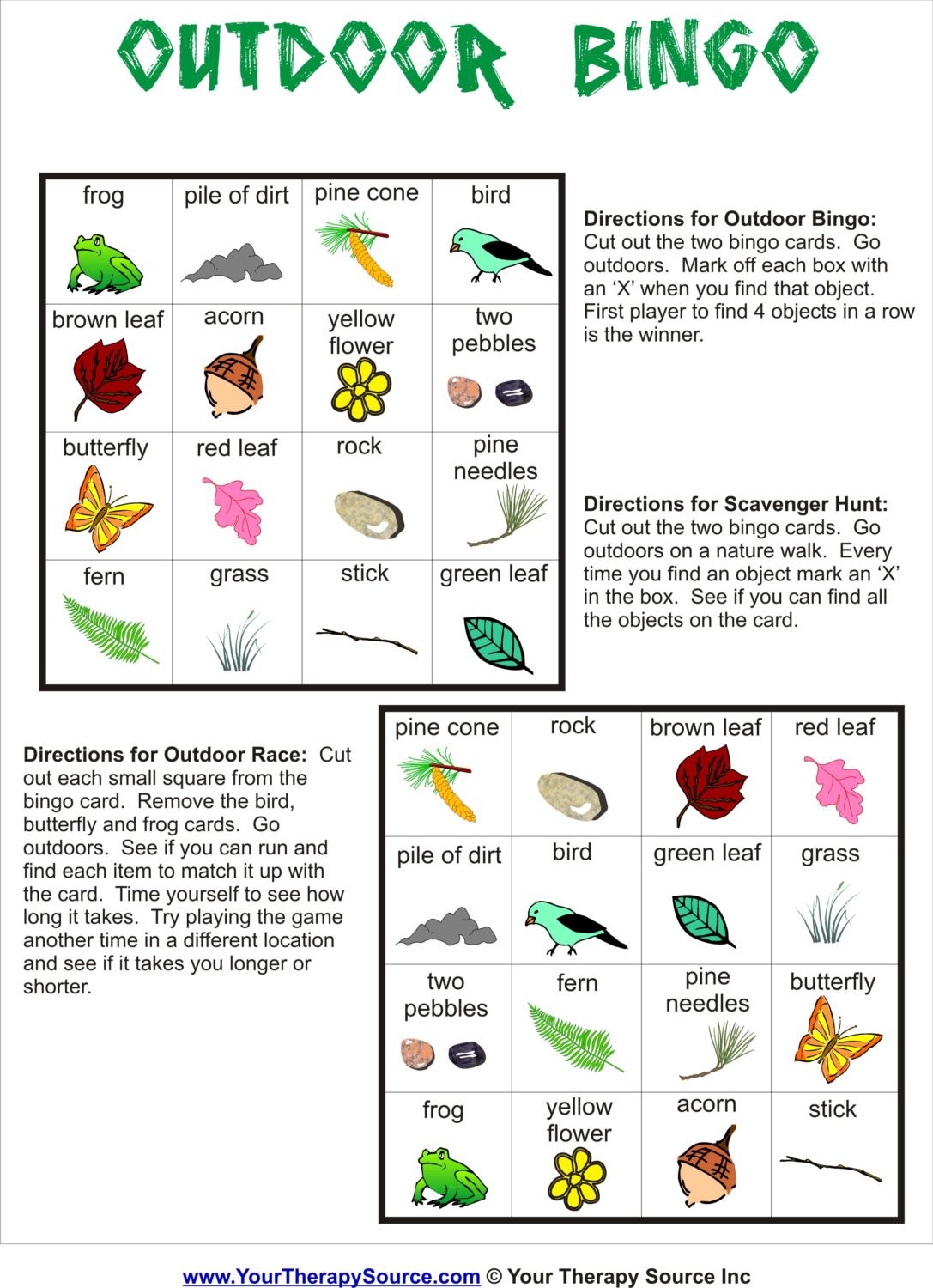 Outdoor Bingo - Your Therapy Source