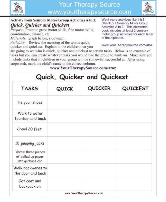 Quick, Quicker and Quickest - Your Therapy Source