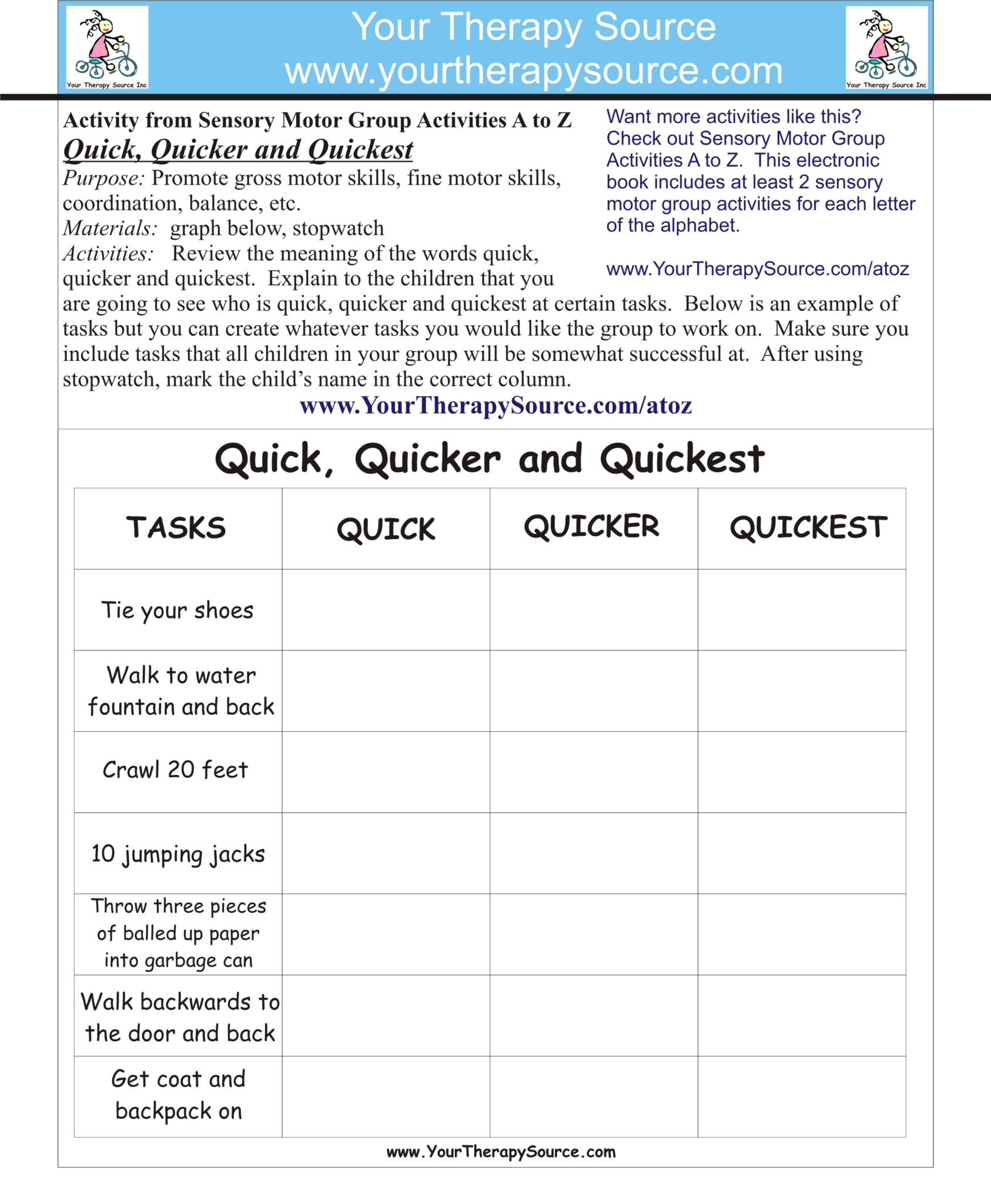 Quick, Quicker and Quickest - Your Therapy Source