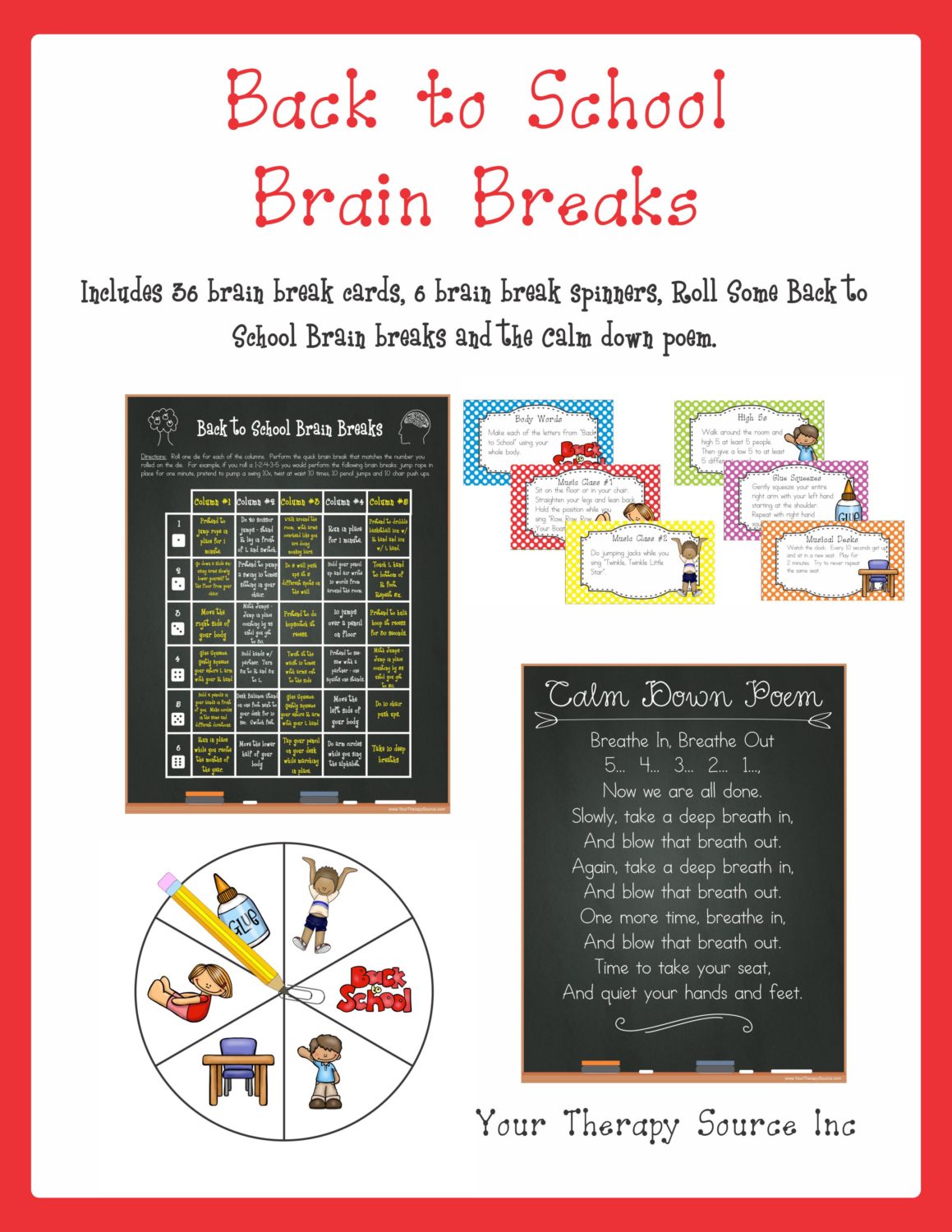 Back to School Brain Breaks - Your Therapy Source