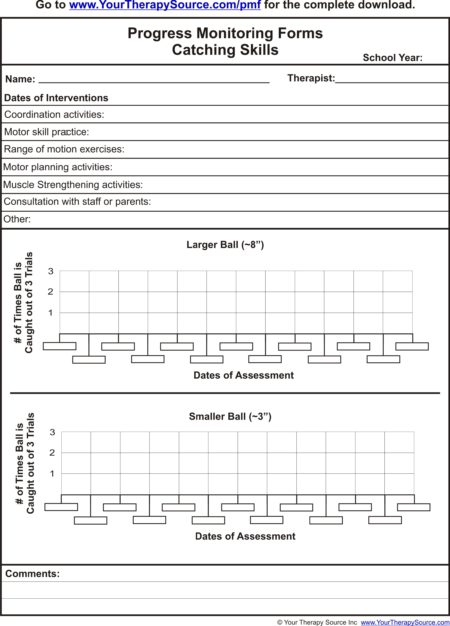 Progress Monitoring Forms – Catching Skills - Your Therapy Source