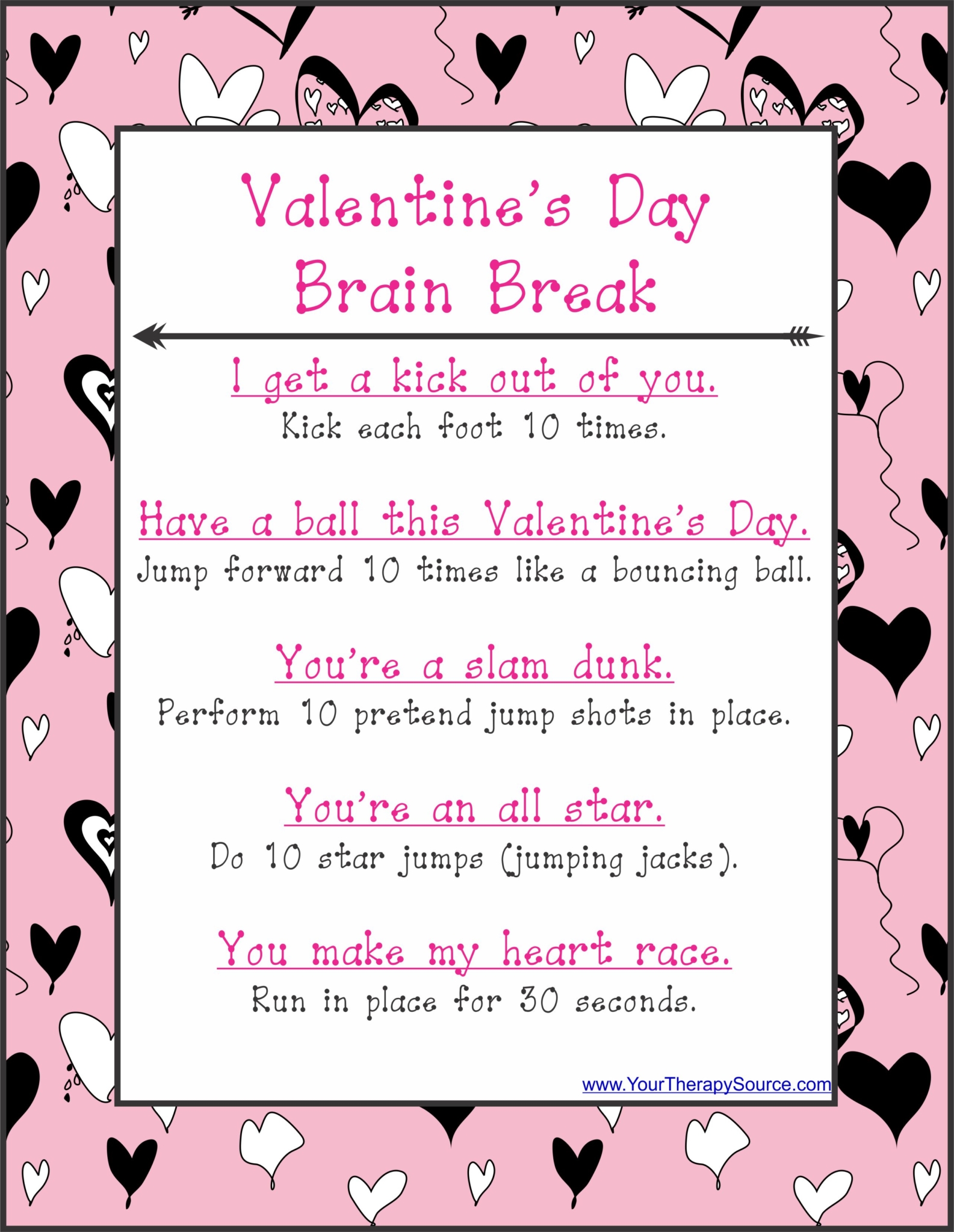 Valentine’s Day Brain Break - Your Therapy Source