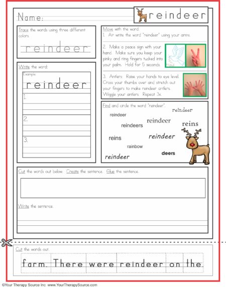 Reindeer Multisensory Handwriting Activity - Your Therapy Source