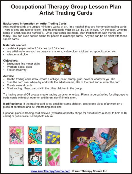 OT Group Lesson Plan – Trading Cards - Your Therapy Source