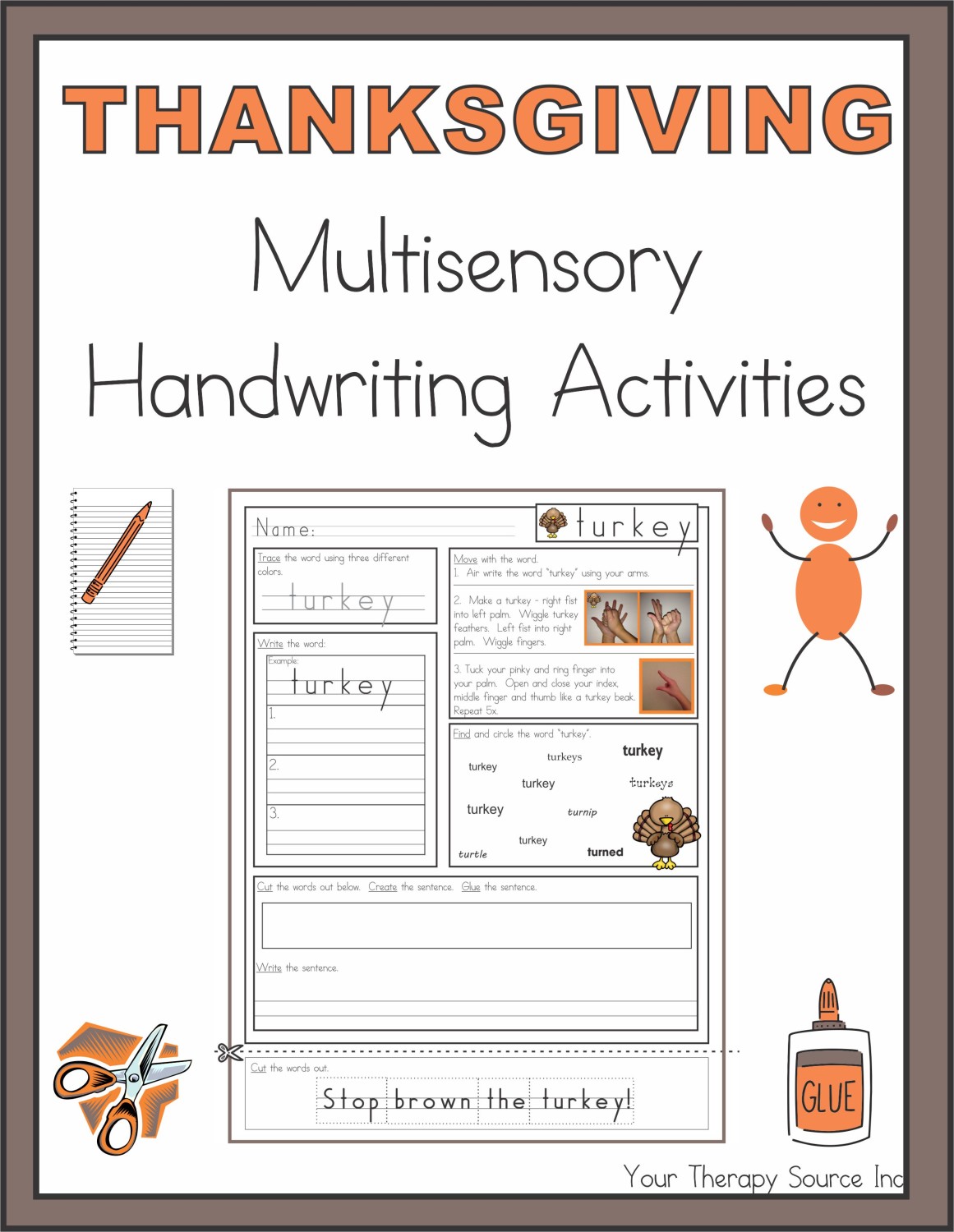 Thanksgiving Multisensory Handwriting Activities - Your Therapy Source