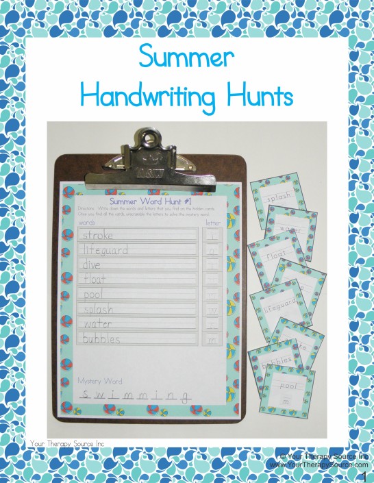 Summer Handwriting Hunts - Your Therapy Source