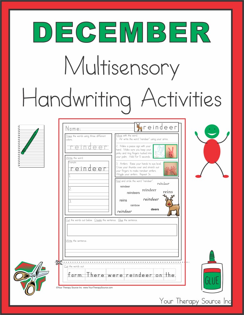 December Multisensory Handwriting Activities - Your Therapy Source