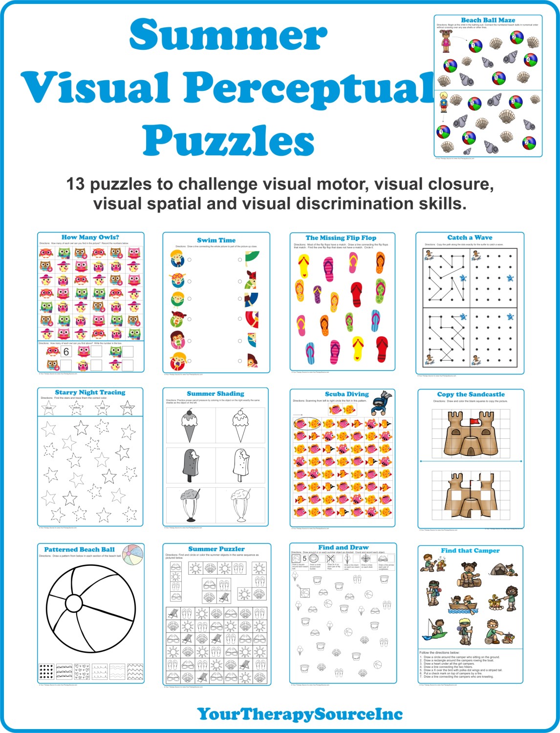 Summer Visual Perceptual Puzzles - Your Therapy Source