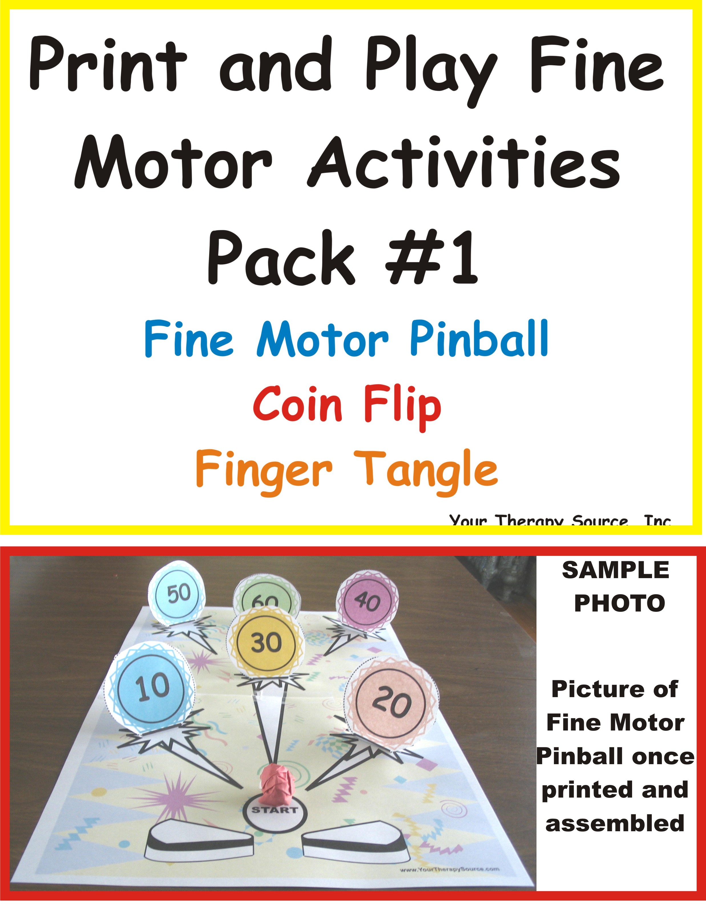 Print and Play Fine Motor Activities Pack #1 - Your Therapy Source