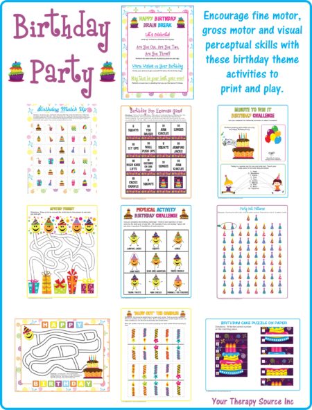 Birthday Party Sensory Motor Pack - Your Therapy Source
