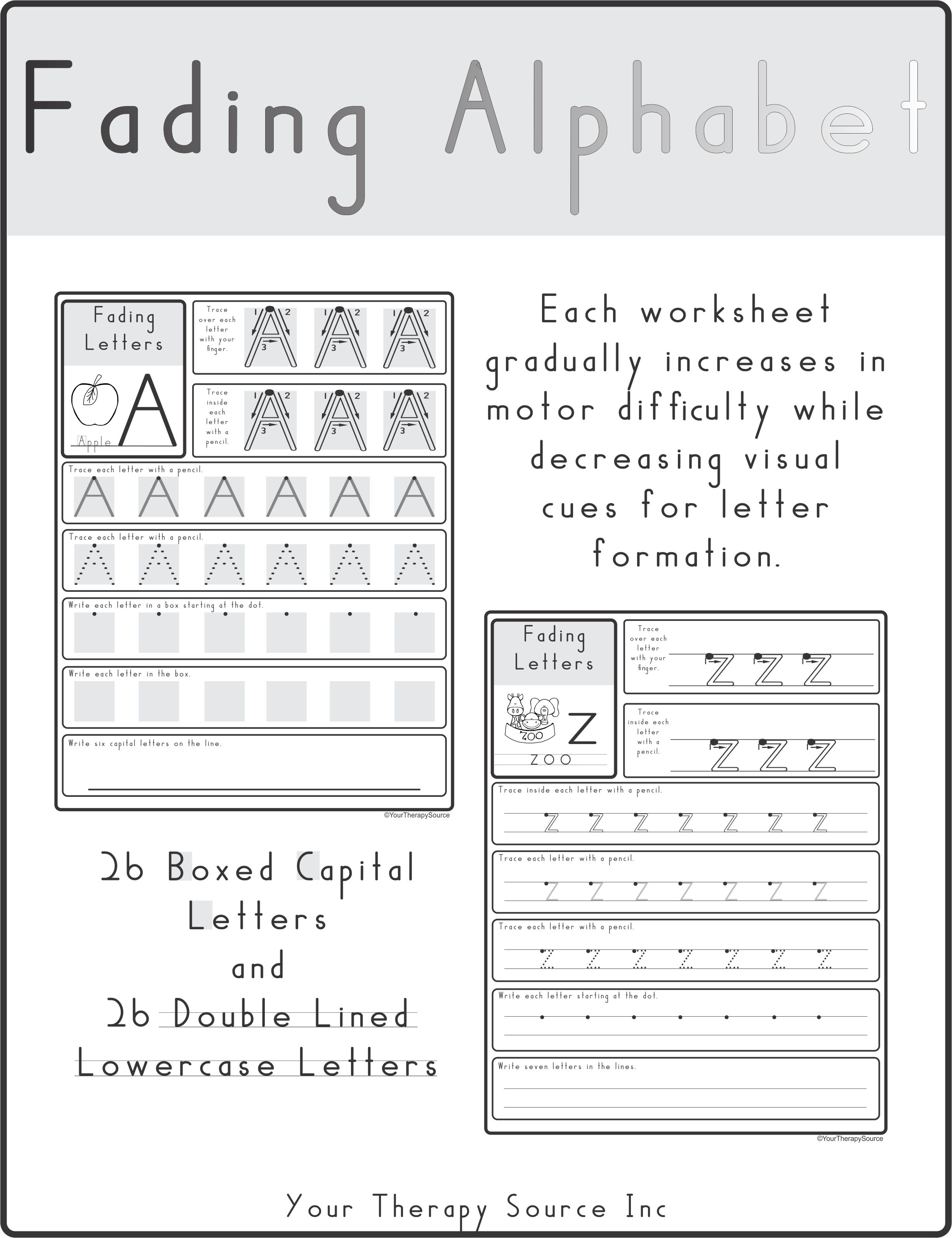 Fading Alphabet Double Line OR Dotted Line Style - Your Therapy Source