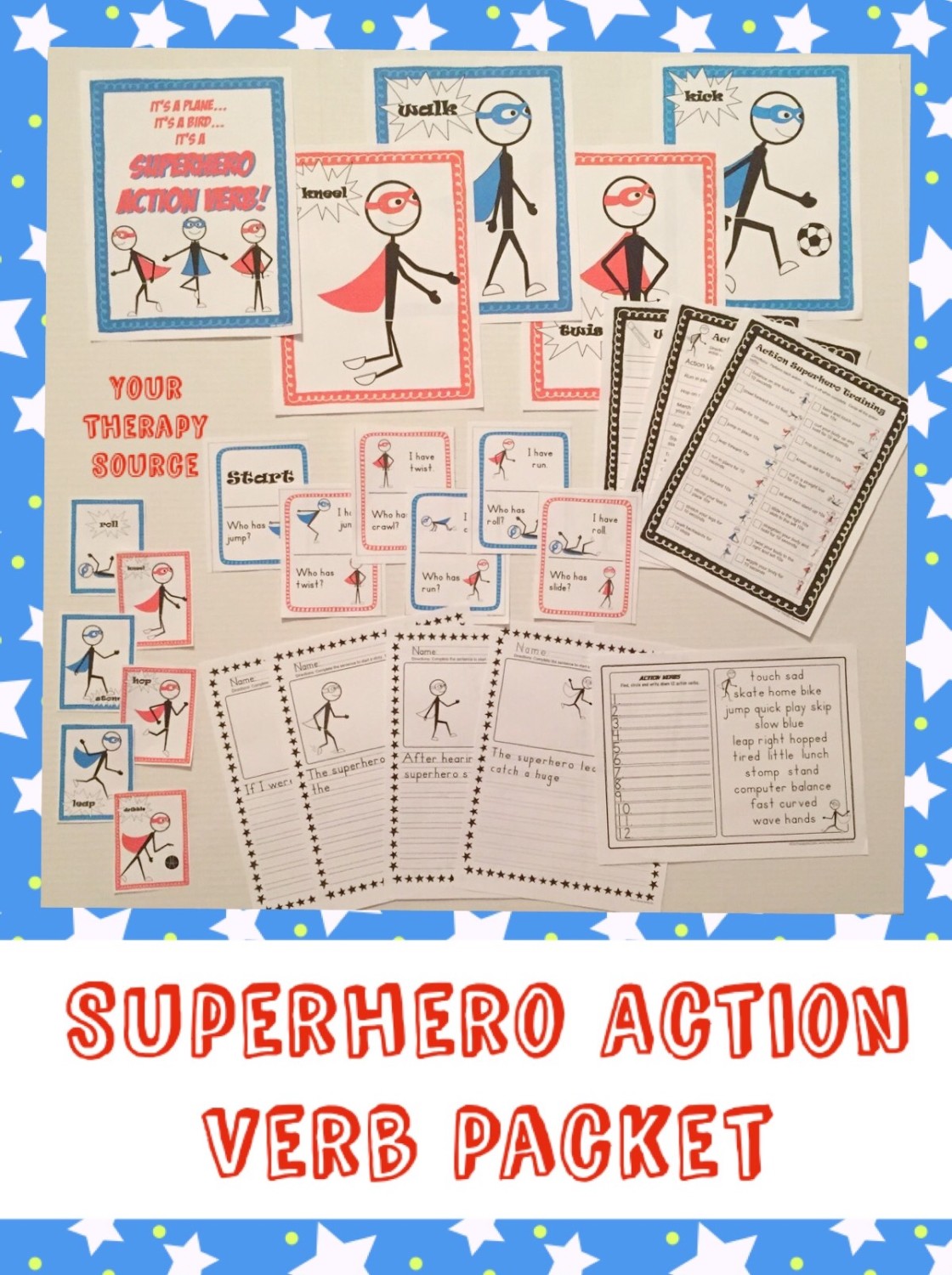 Superhero Action Verbs - Your Therapy Source
