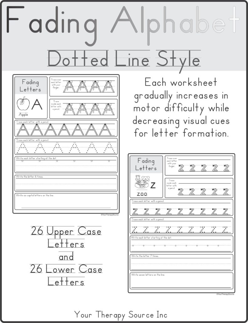 Fading Alphabet Double Line OR Dotted Line Style - Your Therapy Source