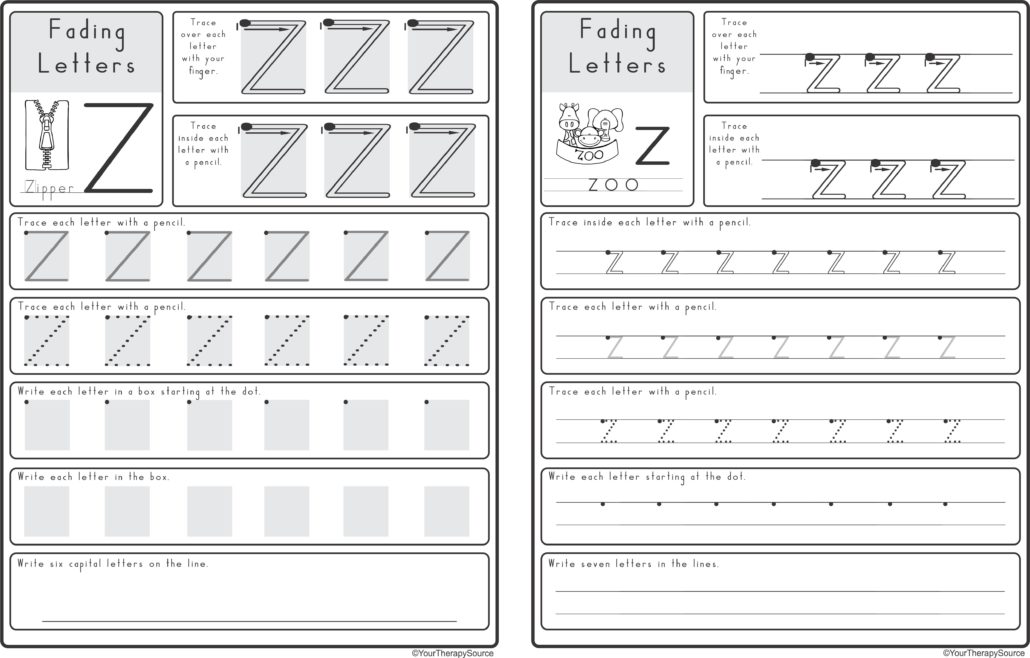 Fading Alphabet Double Line OR Dotted Line Style - Your Therapy Source