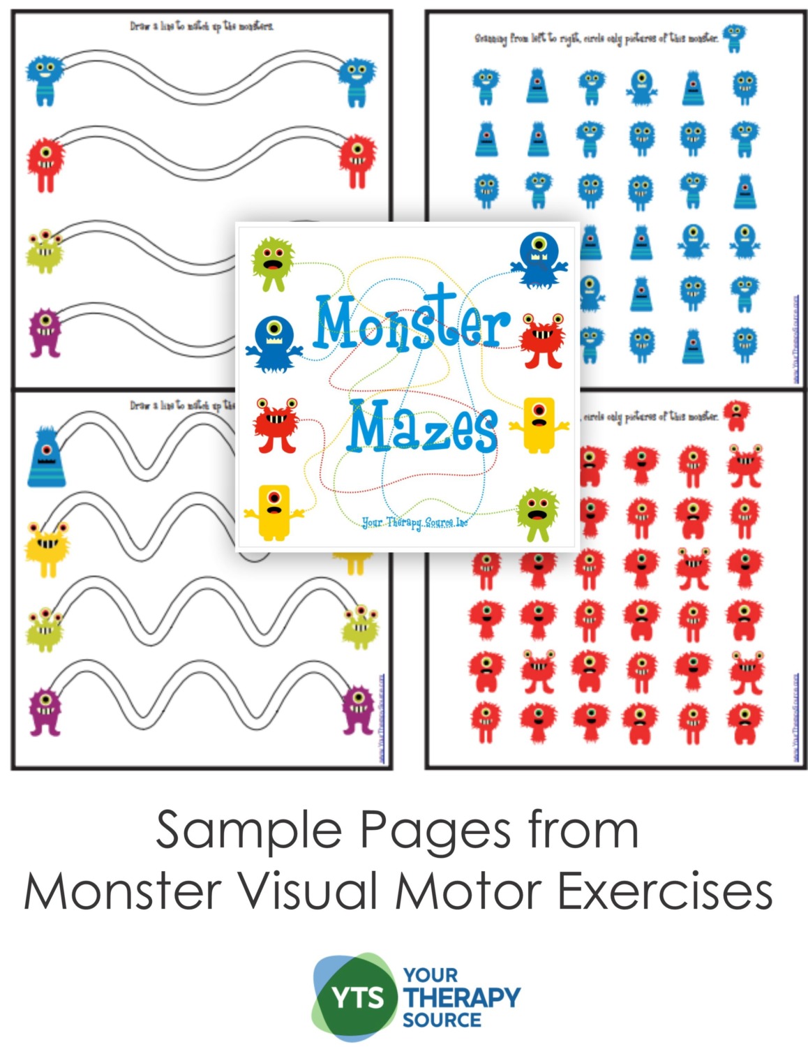 Monster Visual Motor Exercises - Your Therapy Source