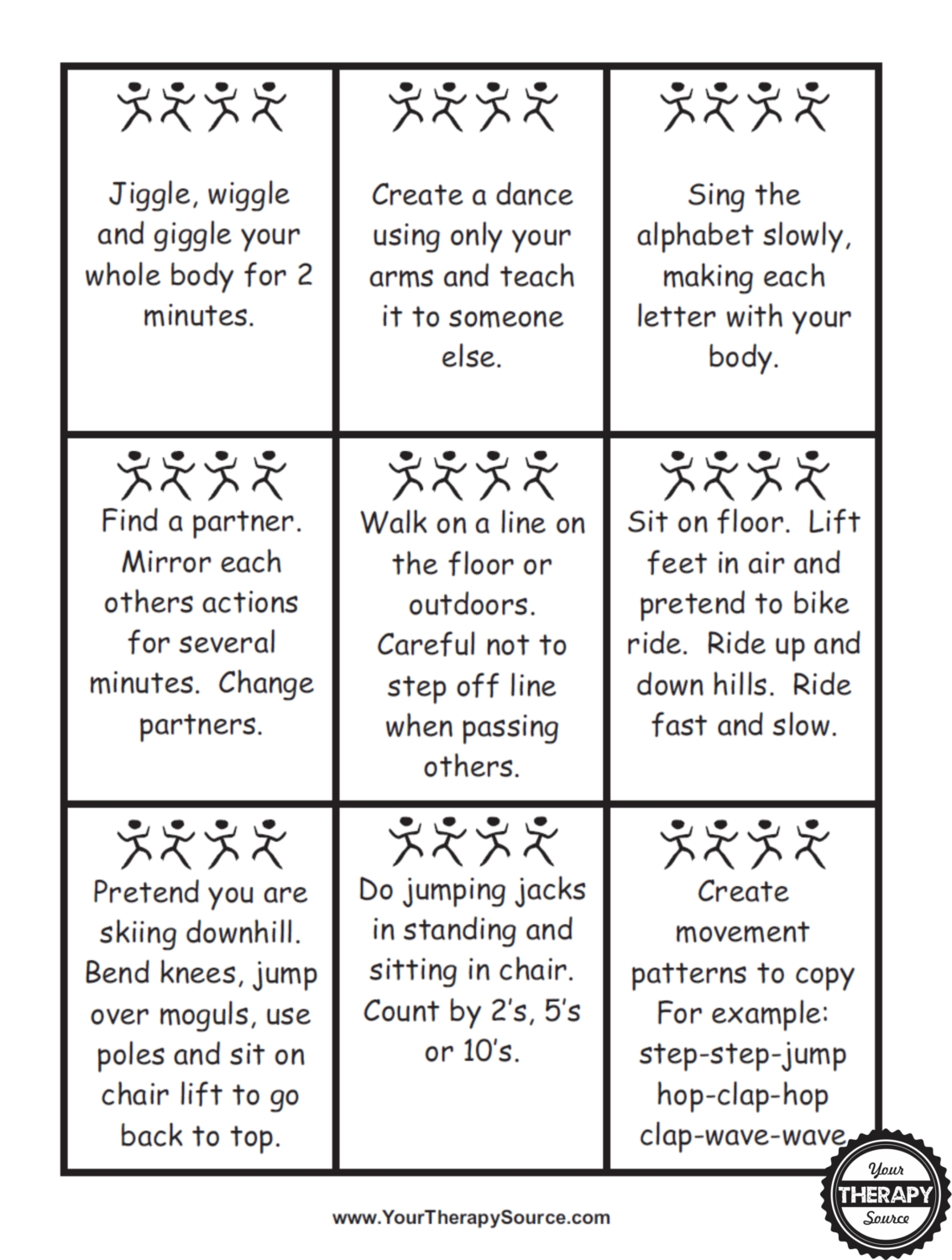 Mini Movement Breaks - Your Therapy Source