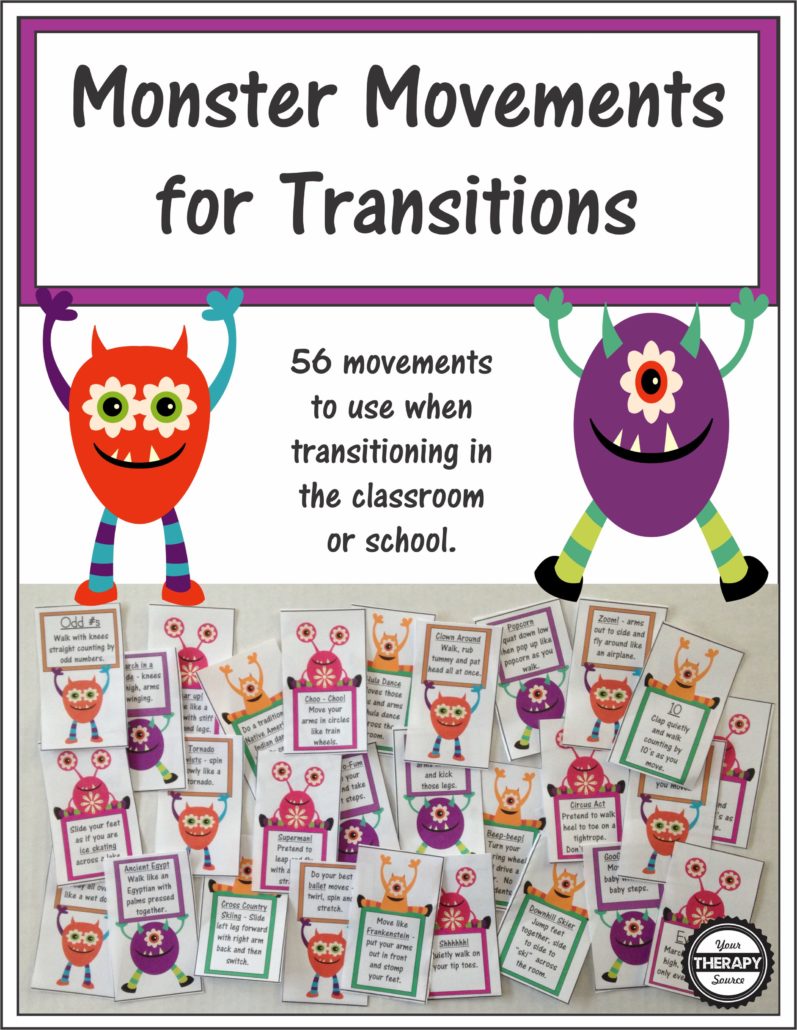 Monster Movement Transition Cards - Your Therapy Source