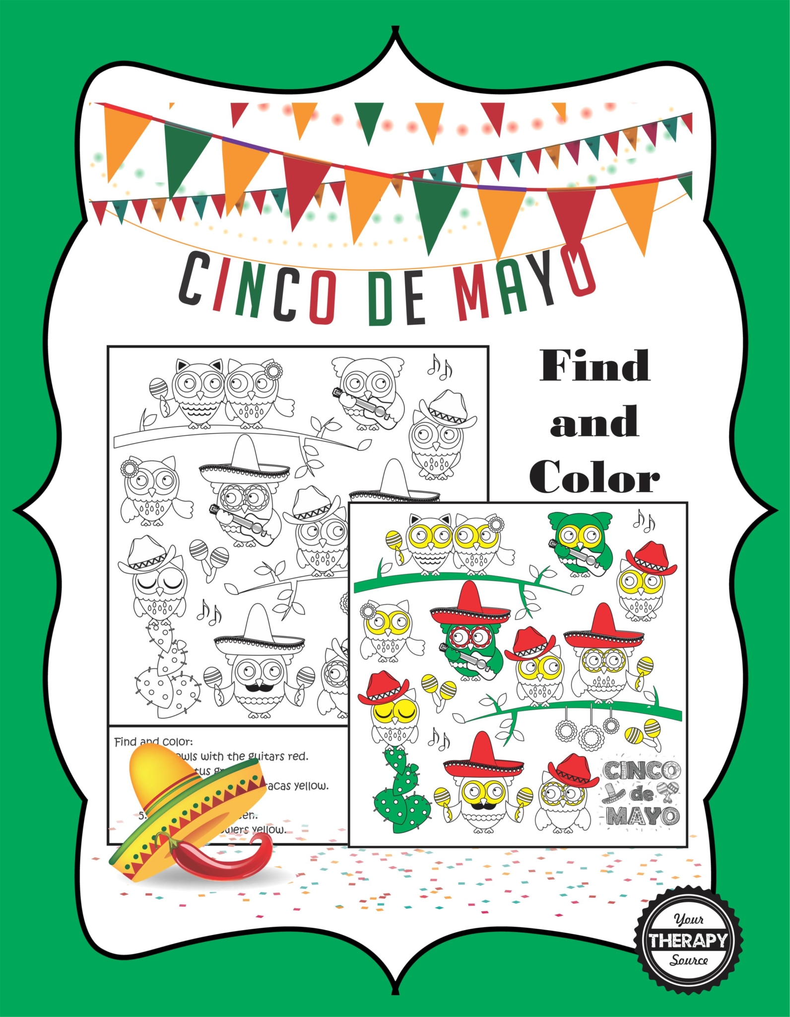 Cinco de Mayo Coloring Pages - Free - Your Therapy Source