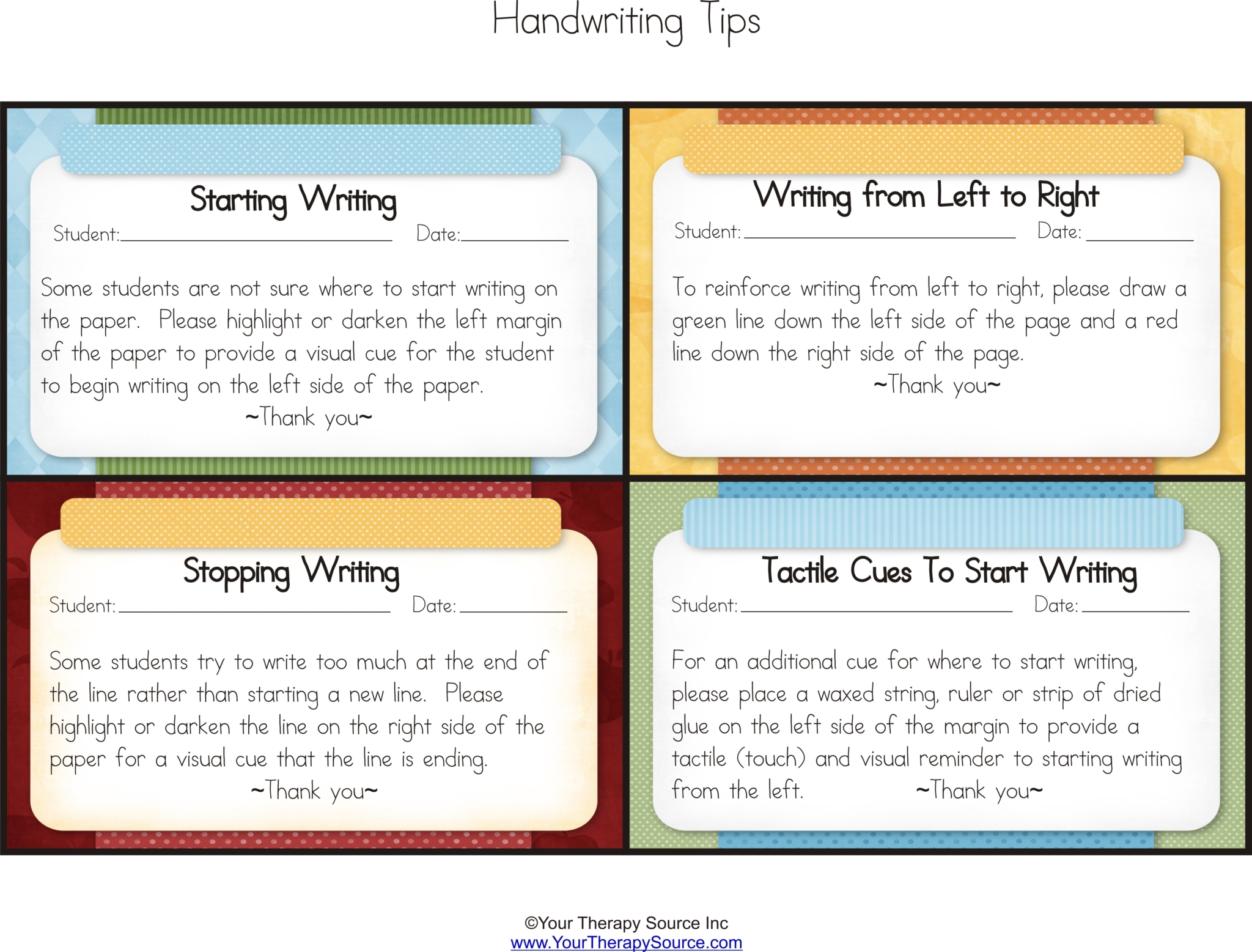 Occupational Therapy Reminders: Handwriting, Organization and Scissor ...