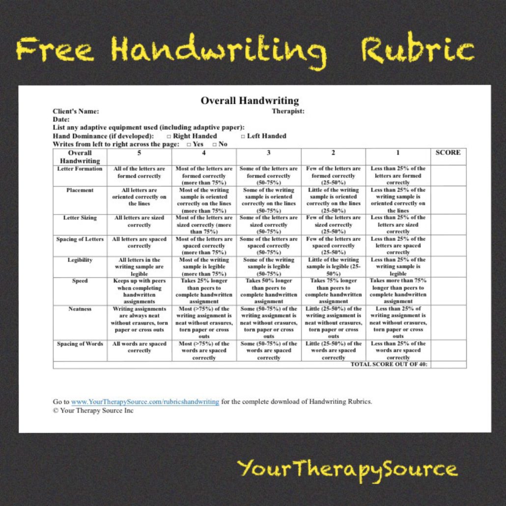Overall Handwriting Rubric Your Therapy Source