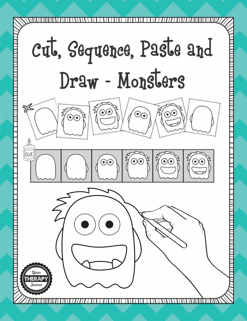 Cut, Sequence, Paste and Draw Monsters - Your Therapy Source
