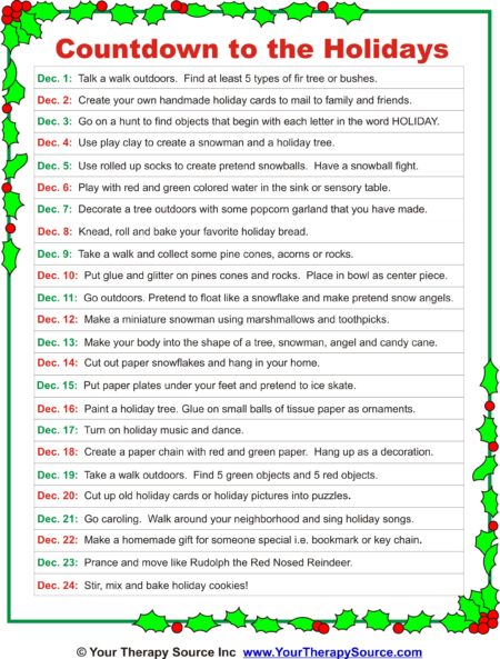 Countdown to the Holidays - Your Therapy Source