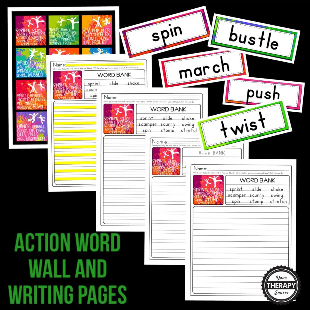 Action Word Writing Packet - Your Therapy Source