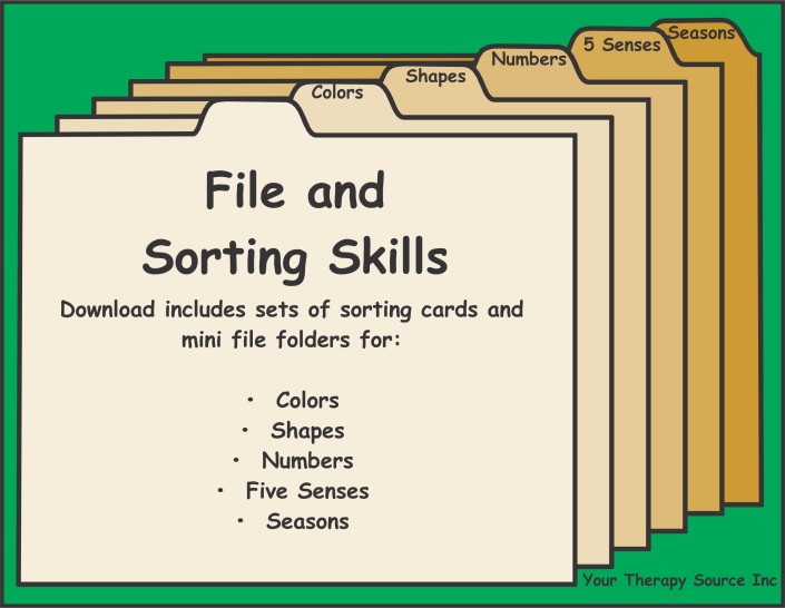 File and Sorting Skills - Your Therapy Source