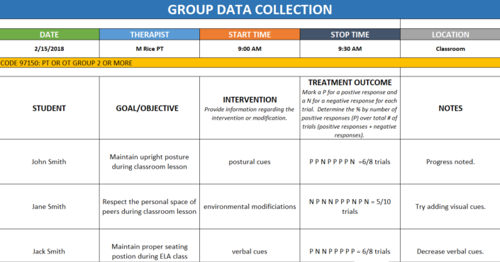 Data Tracking Forms for School Based Occupational and Physical Therapy ...