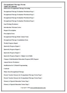 School Based Occupational Therapy Forms - Your Therapy Source