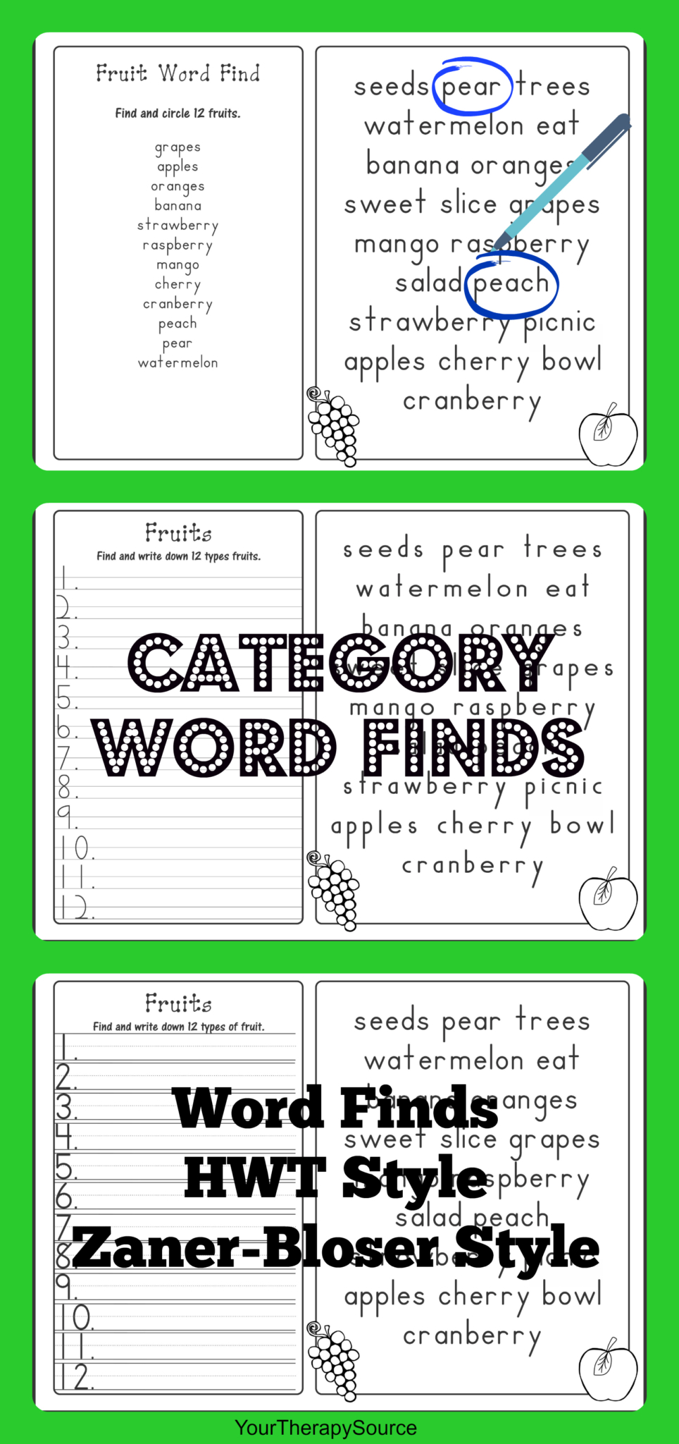 Category Word Finds - Your Therapy Source
