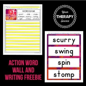 Action Word Wall Freebie - Your Therapy Source