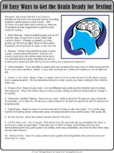 10 Easy Ways to Get the Brain Ready for Testing - Your Therapy Source