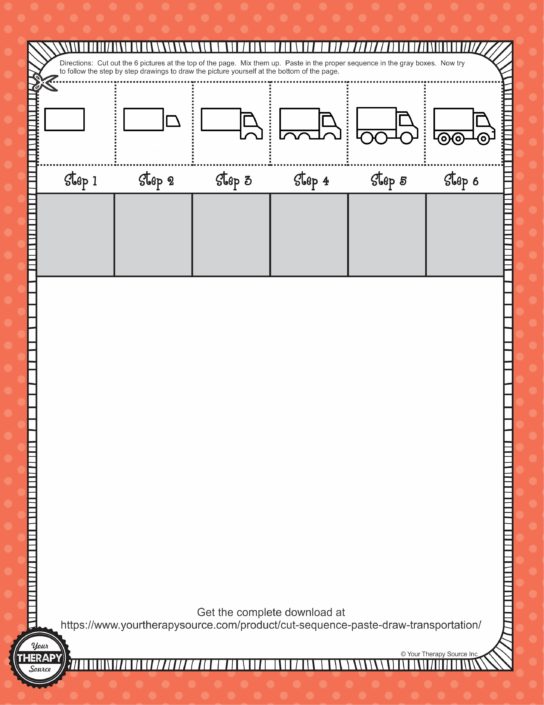 Cut, Sequence and Draw Trucks - Your Therapy Source