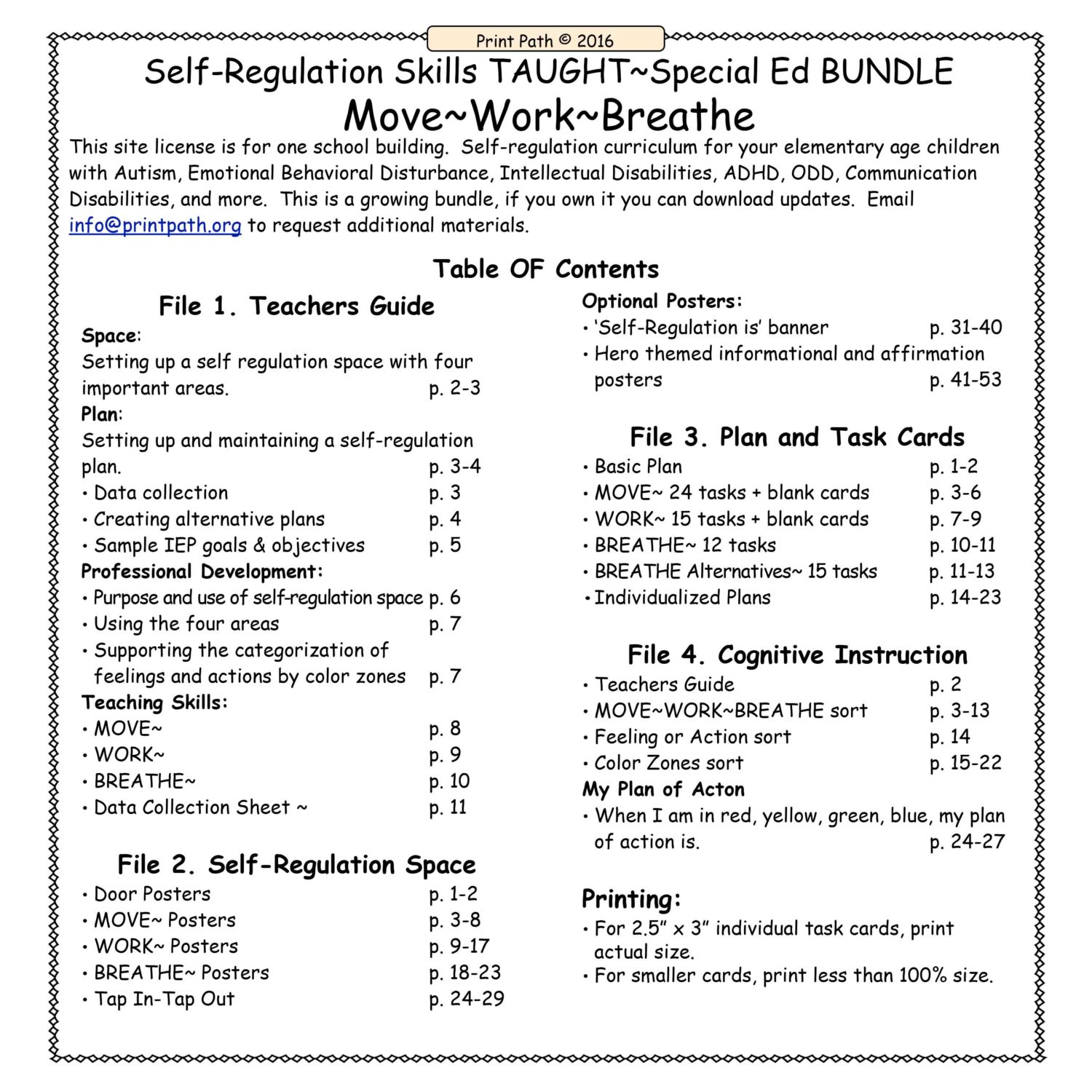Self Regulation Skills Curriculum - Move Work Breathe - Your Therapy Source